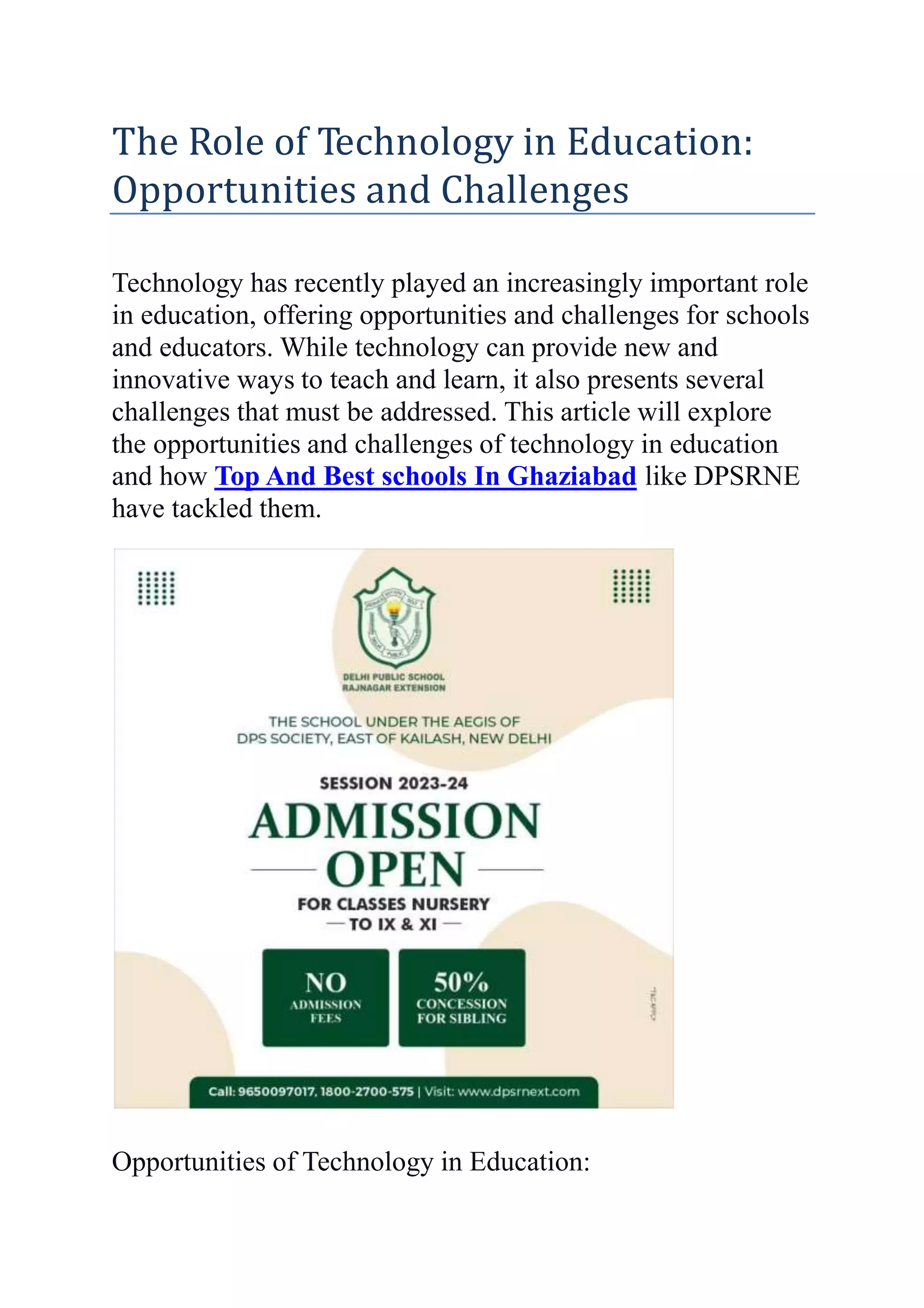 The Role of Technology in Education: Opportunities and Challenges | PPTX