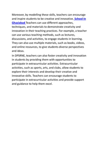 The Role of Teachers in Fostering Creativity and Innovation in Students ...