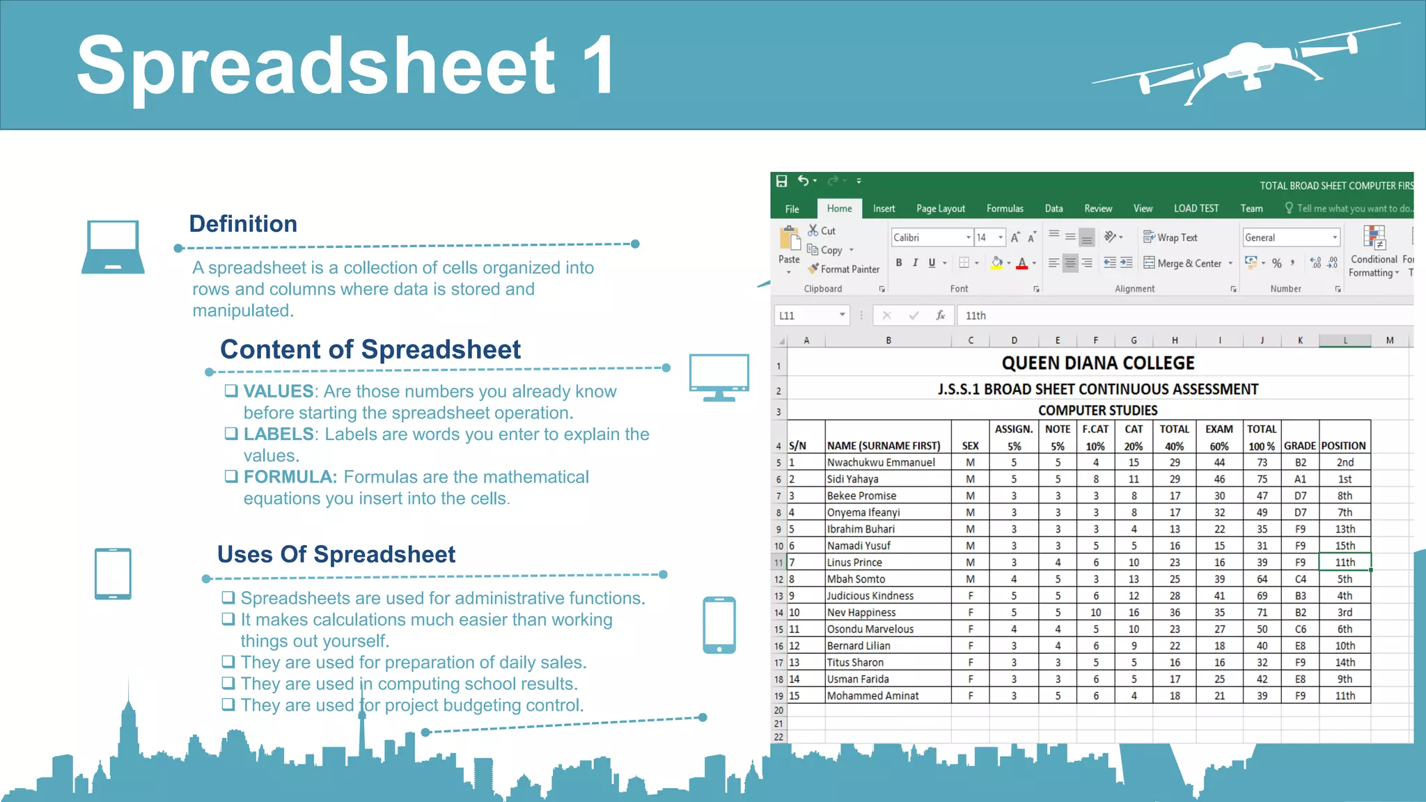 A Presentation on Spreadsheet | PPTX
