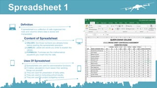 A Presentation on Spreadsheet | PPTX