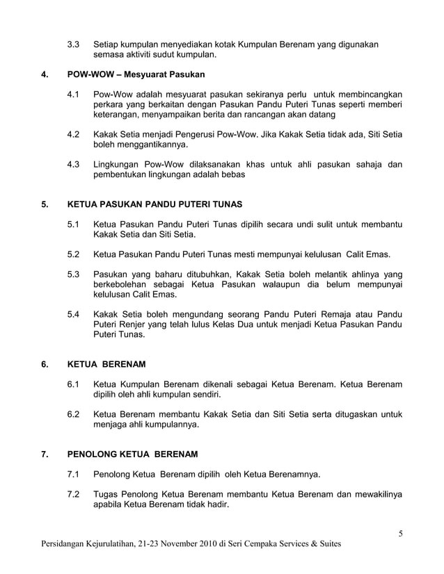 Dasar Pertubuhan dan Undang-undang pandu puteri tunas | DOC