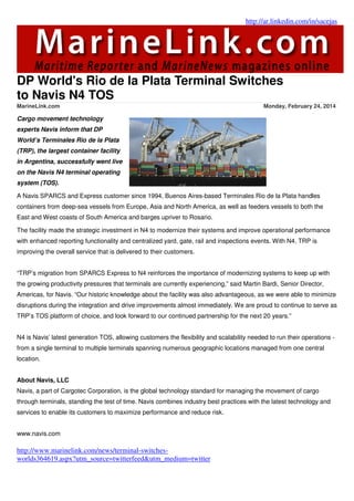 DP World's Rio de la Plata Terminal Switches to Navis N4 TOS | PDF