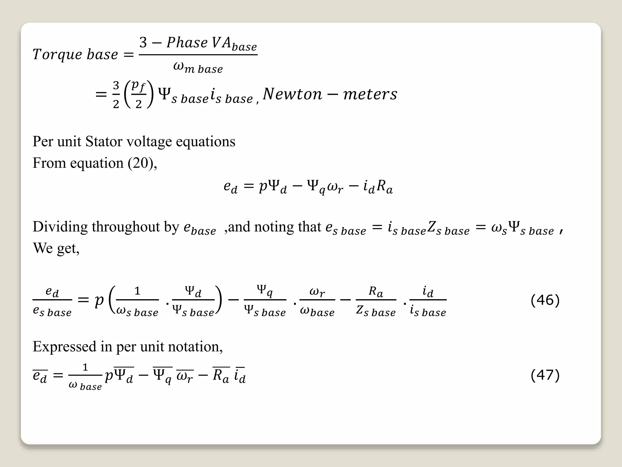 Dq0 transformation & per unit representation of synchronous machine.pptx