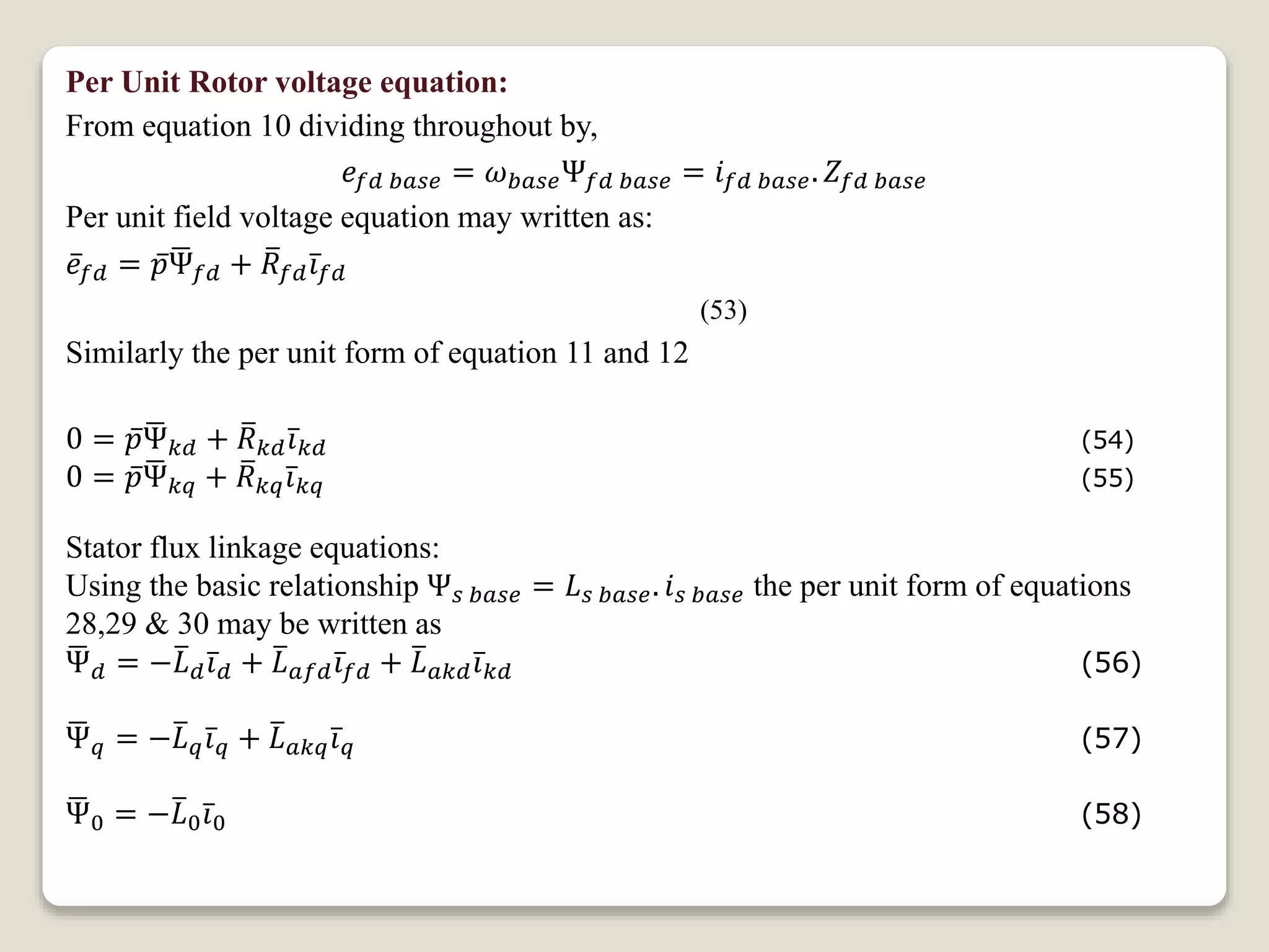 Dq0 transformation & per unit representation of synchronous machine.pptx