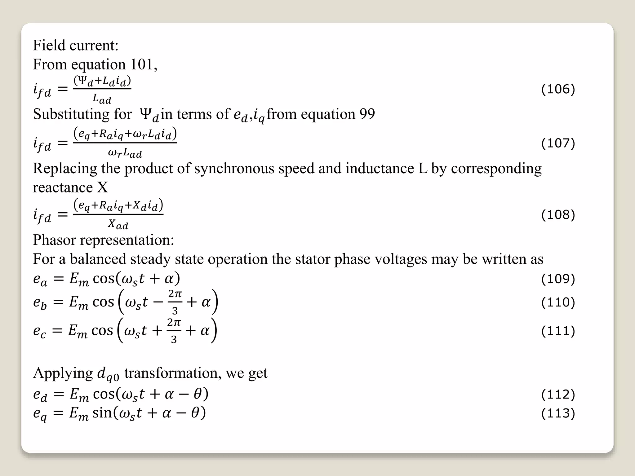 Dq0 transformation & per unit representation of synchronous machine.pptx