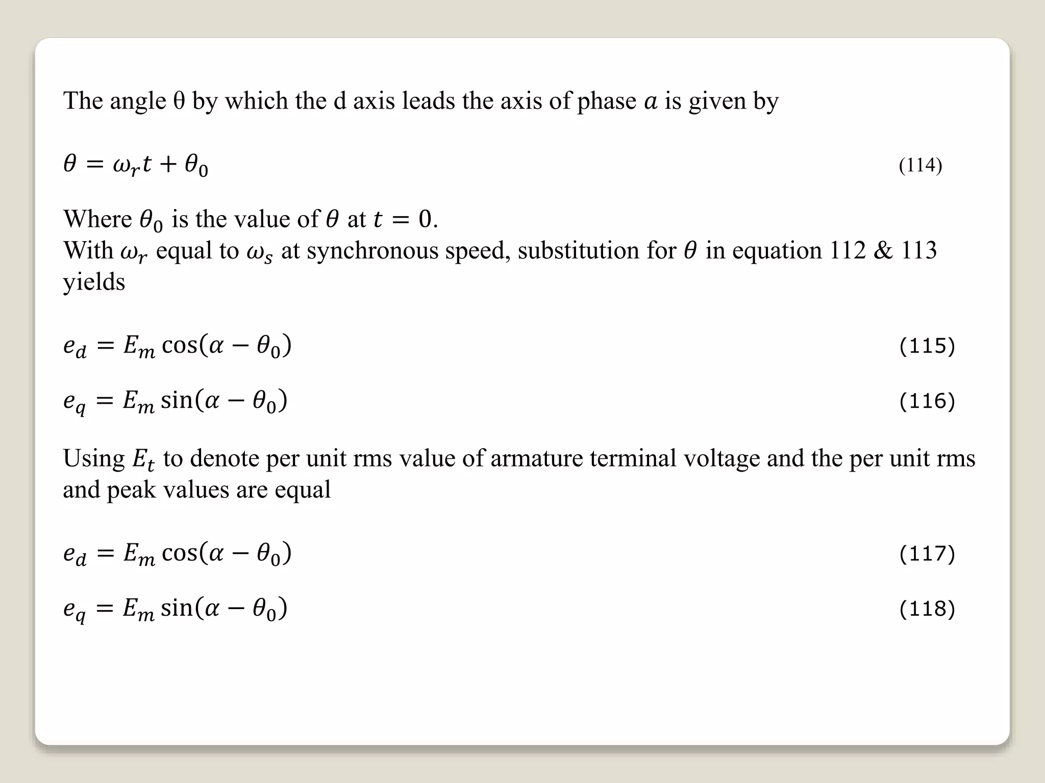 Dq0 transformation & per unit representation of synchronous machine.pptx