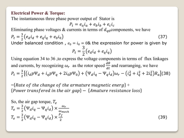 Dq0 transformation & per unit representation of synchronous machine.pptx