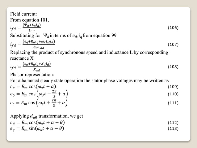 Dq0 transformation & per unit representation of synchronous machine.pptx