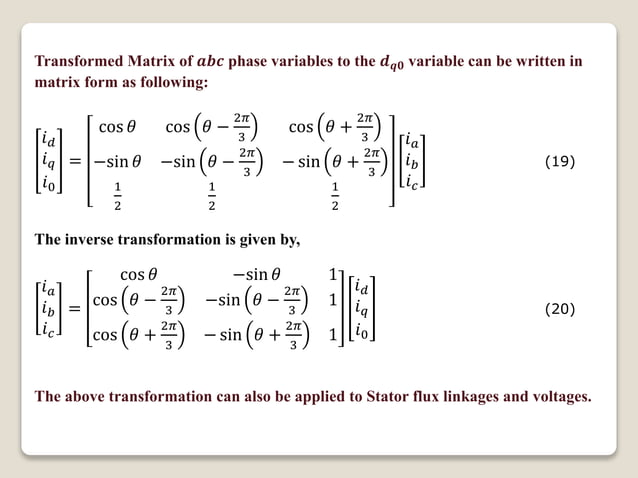Dq0 transformation & per unit representation of synchronous machine.pptx