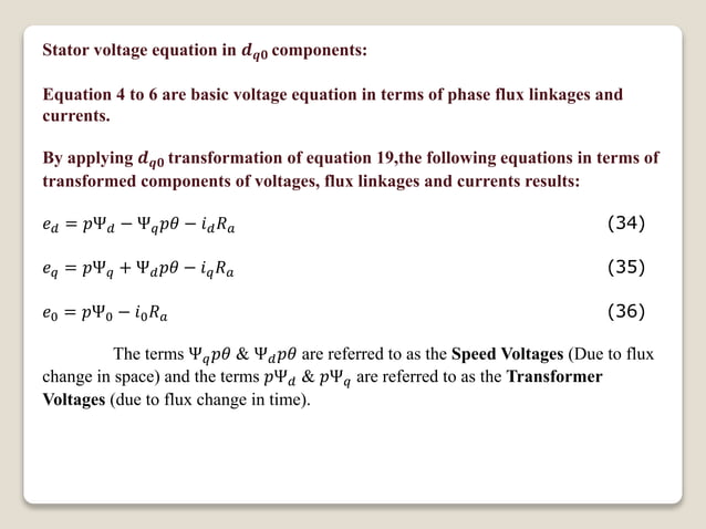 Dq0 transformation & per unit representation of synchronous machine.pptx