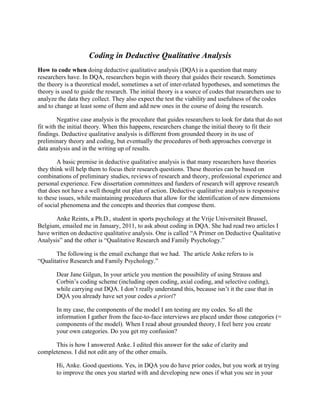 Coding in Deductive Qualitative Analysis | PDF