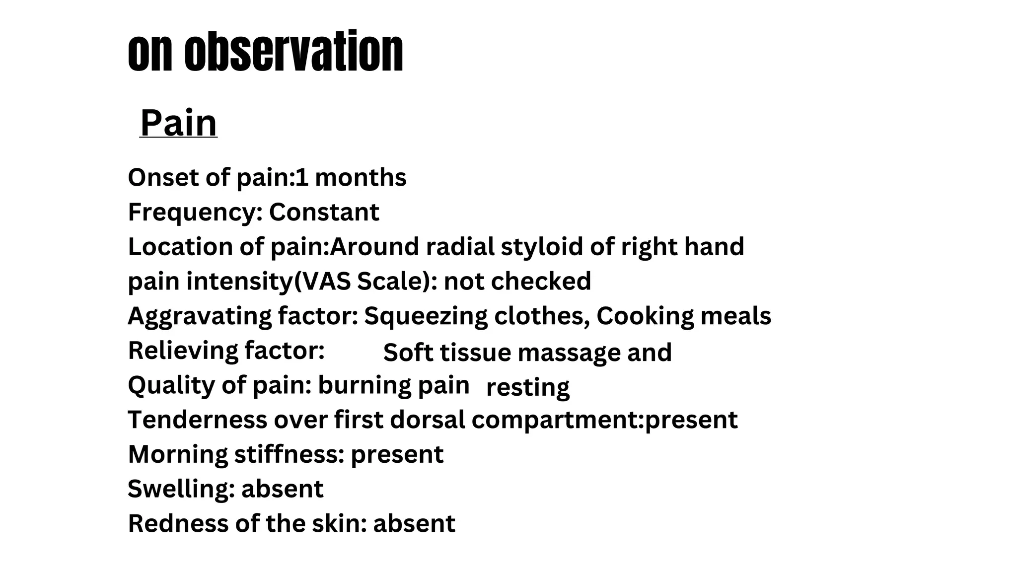 Dequervain's tenosynovitis splint case presentation | PPTX