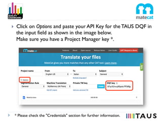 TAUS DQF integration with MateCat | PDF