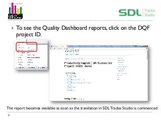 TAUS DQF integration with SDL Trados Studio | PPT