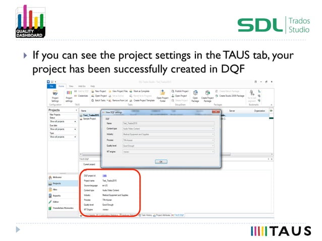 TAUS DQF integration with SDL Trados Studio | PPT | Free Download