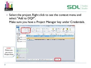 TAUS DQF integration with SDL Trados Studio | PPT