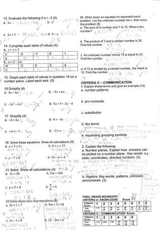 Algebra test! | PDF