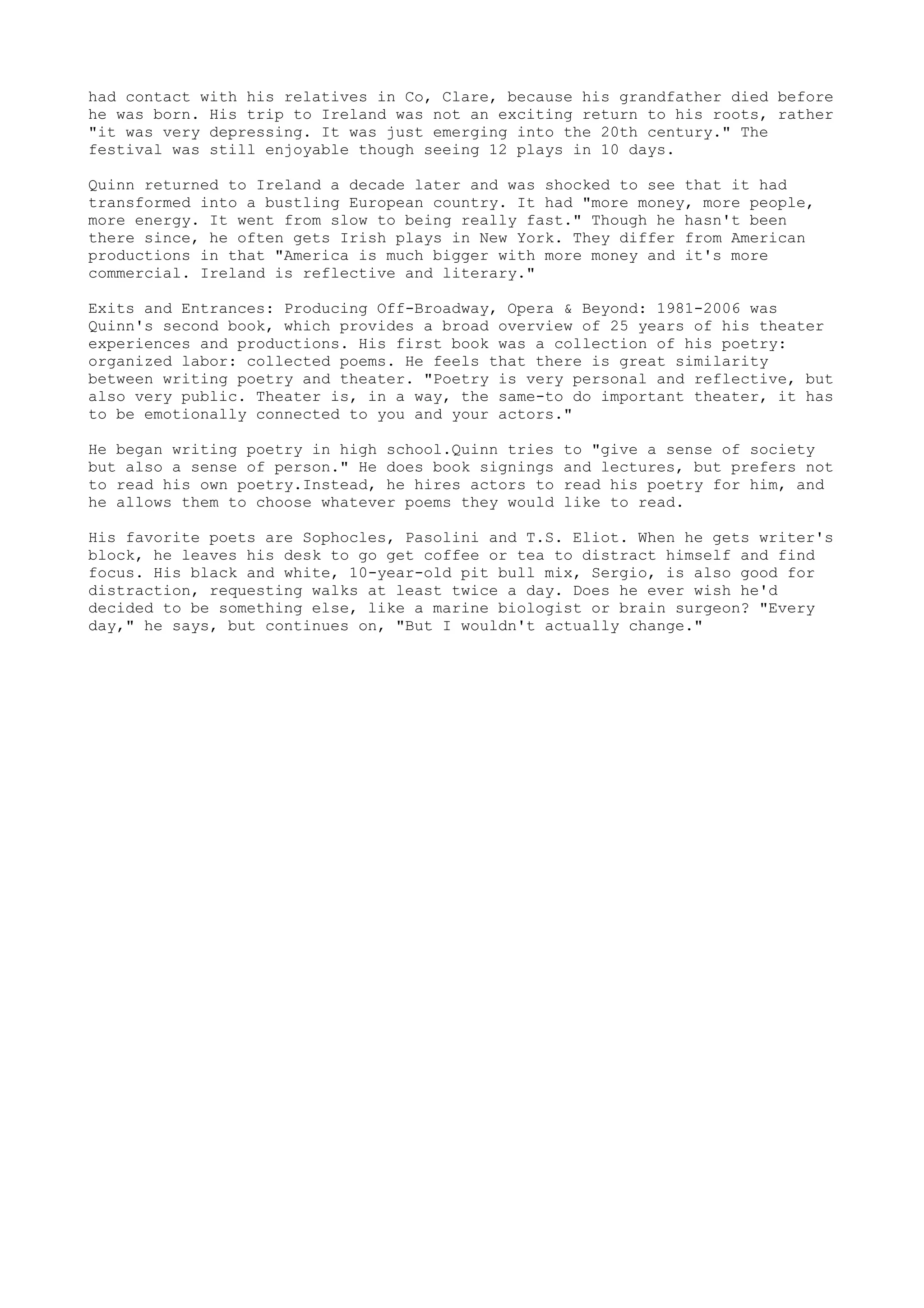 Wisconsin Daniel P Quinn in Irish Post . | TXT