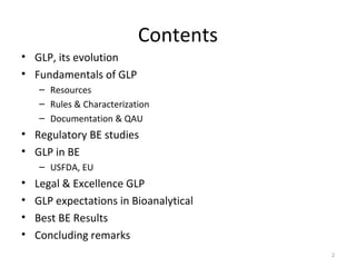 GLP in Bioequivalence Studies | PPT