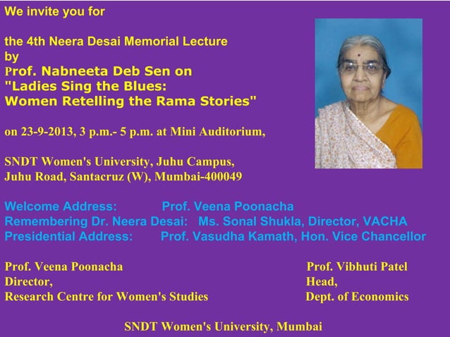 Dr. neera desai memorial lecture | PPT