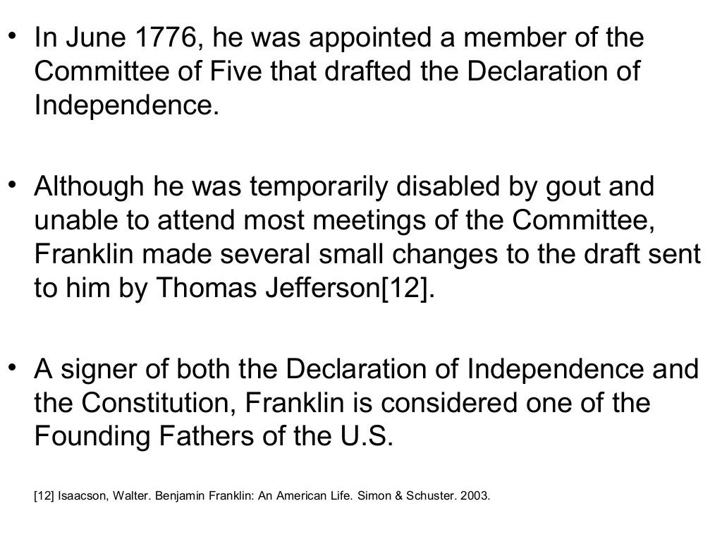 Dr. benjamin franklin report