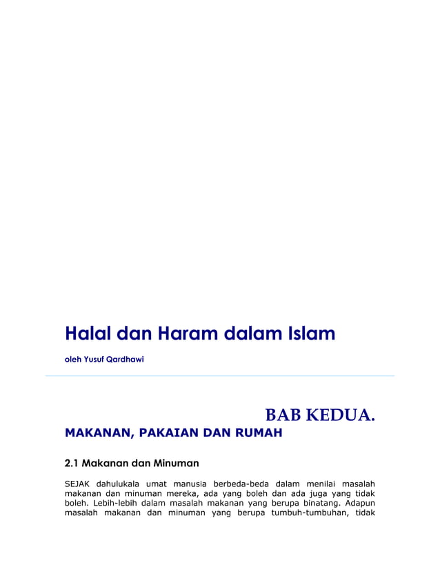 Halal dan Haram dalam islam by Dr. Yusuf Qardhawi | PDF