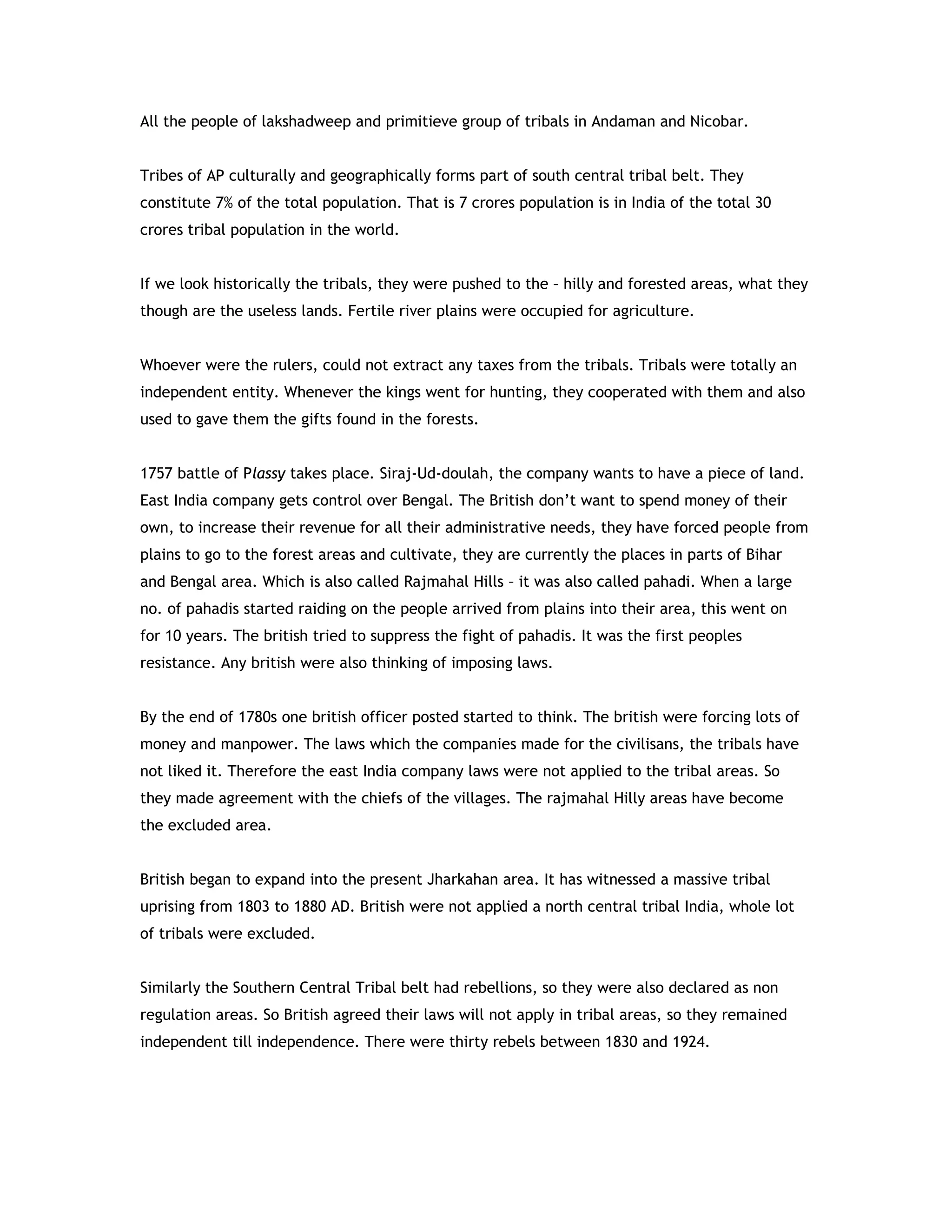 Dr jayaprakash lecture on tribals | DOC