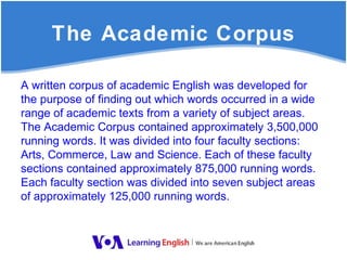 VOA Learning English with Dr. Jill on Academic English | PPT