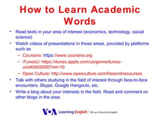 VOA Learning English with Dr. Jill on Academic English | PPT