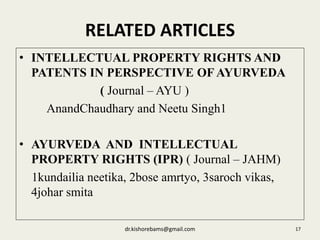 patenting ayurveda a review | PPT