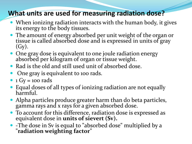 MEASUREMENT OF IONIZING RADIATION AND UNITS | PPTX | Physics | Science