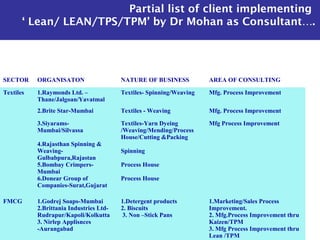 Dr. Mohan | PPT | Management Consulting Industry | Industries