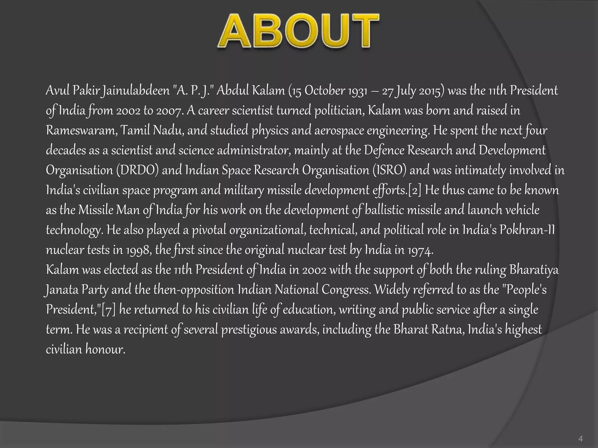 Dr APJ Abdul Kalam ppt. | PPTX