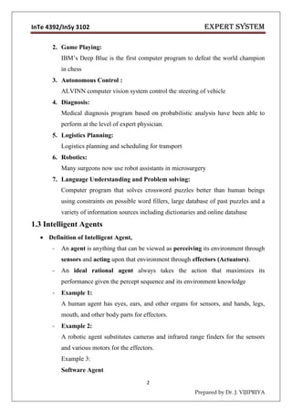 Expert System Lecture Notes Chapter 1,2,3,4,5 - Dr.J.VijiPriya | PDF