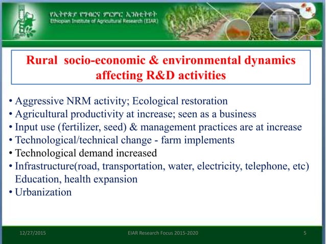 Research Focus and Capacity Building Plan of EIAR | PPT