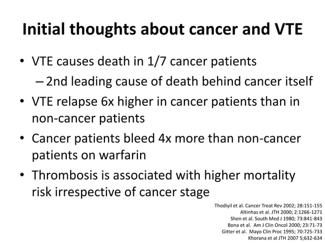 Venous Thromboembolism (VTE) and Anticoagulation in Cancer | PDF