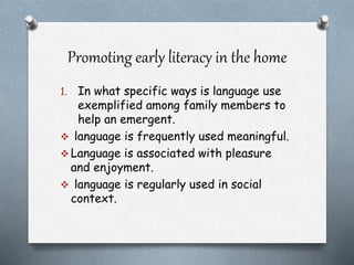 The Role of School in Promoting Early Literacy | PPTX