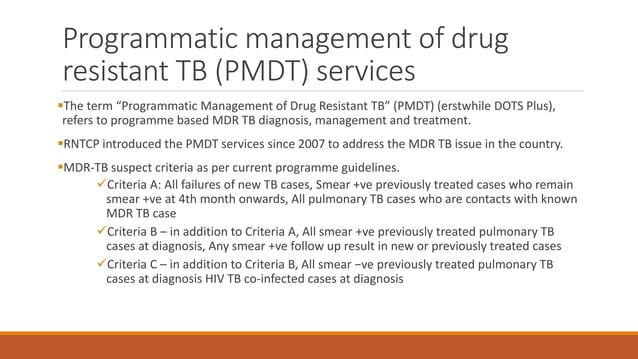REVISED NATIONAL TUBERCULOSIS CONTROL PROGRAMME (RNTCP) | PPTX | Lung ...