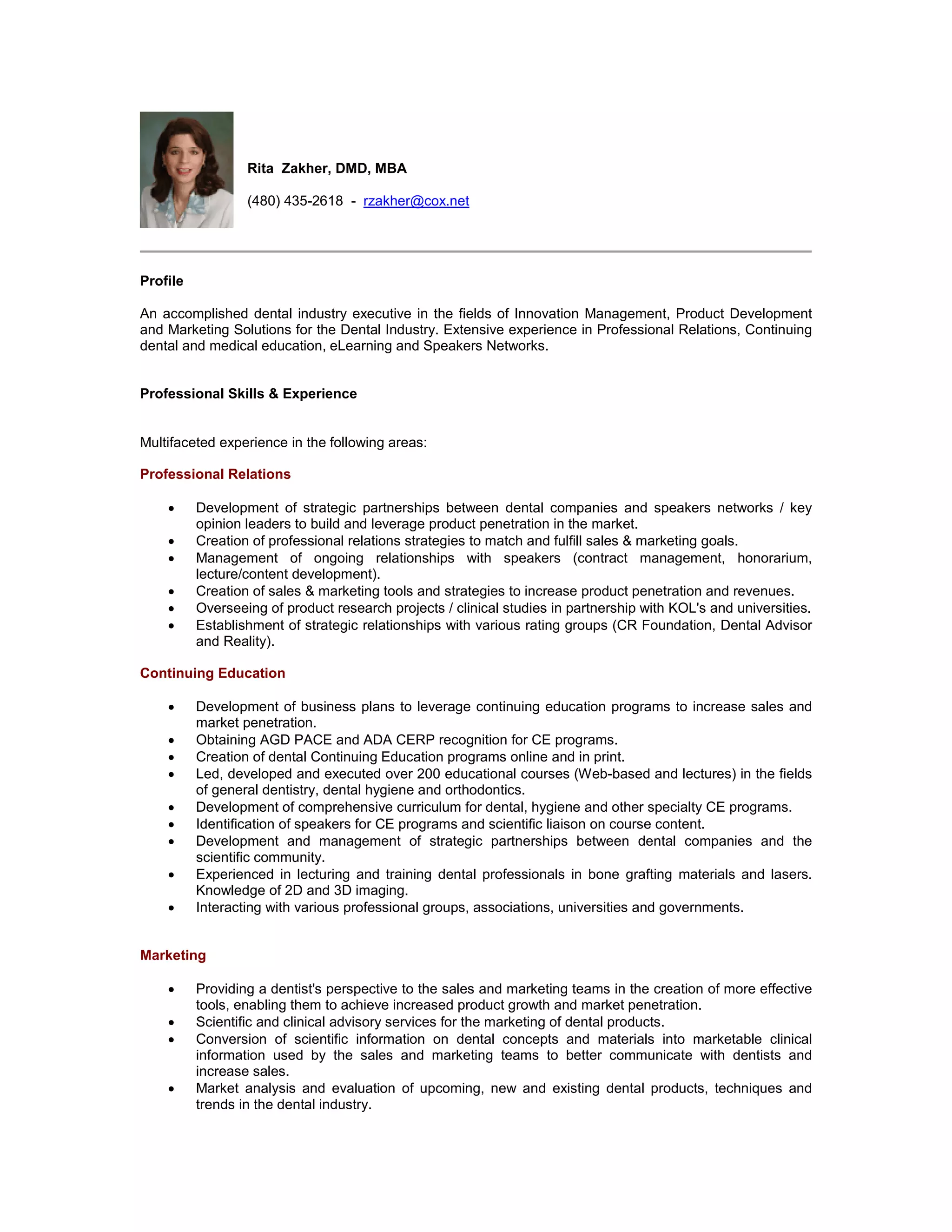 Dr. Rita Zakher Resume | PDF