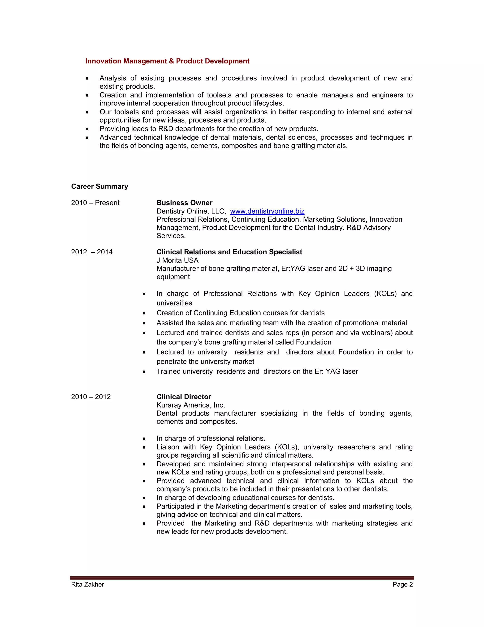 Dr. Rita Zakher Resume | PDF