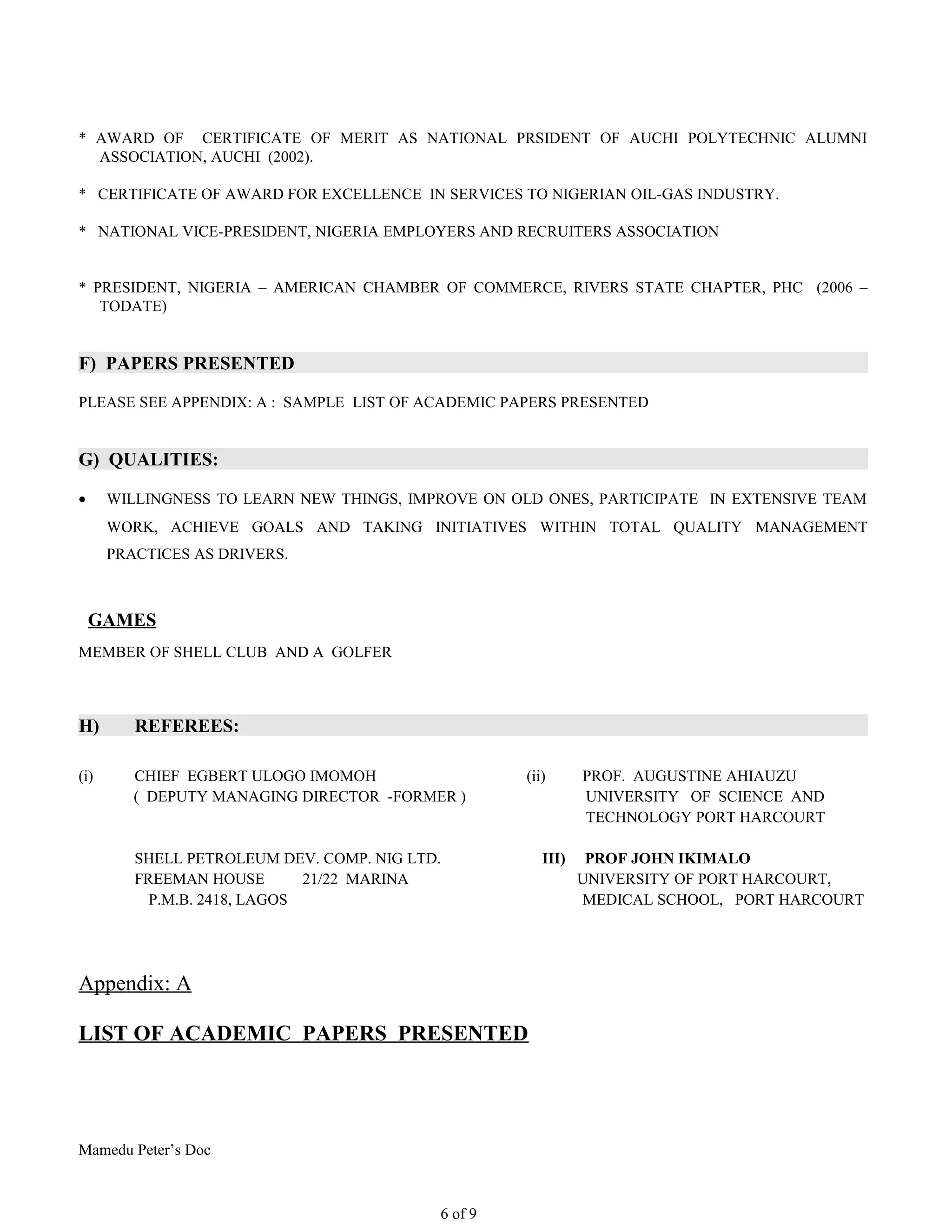 Dr. mamedu peter cv | DOC