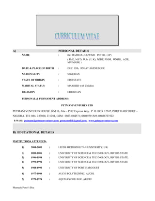Dr. mamedu peter cv | DOC