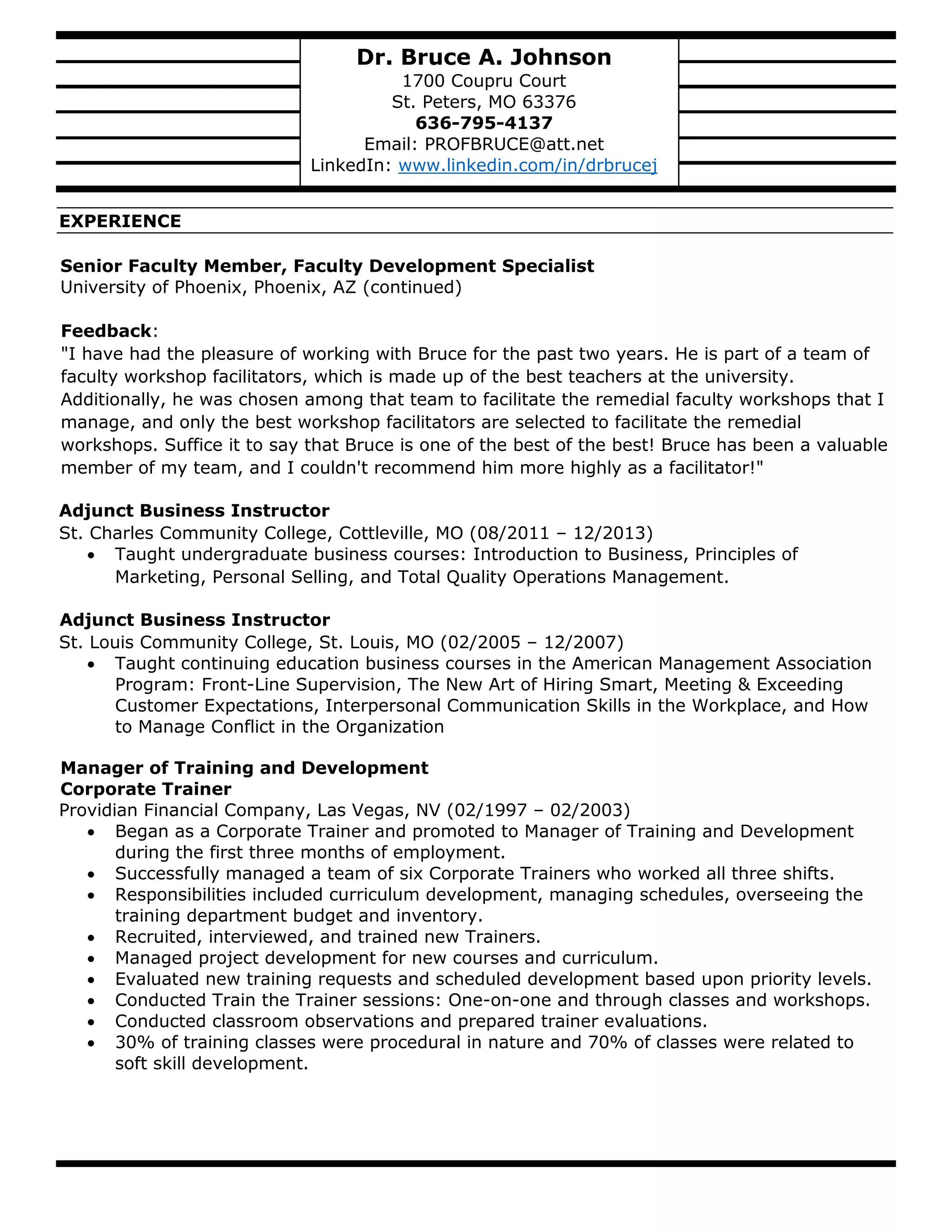 Dr Bruce A Johnson CV | PDF