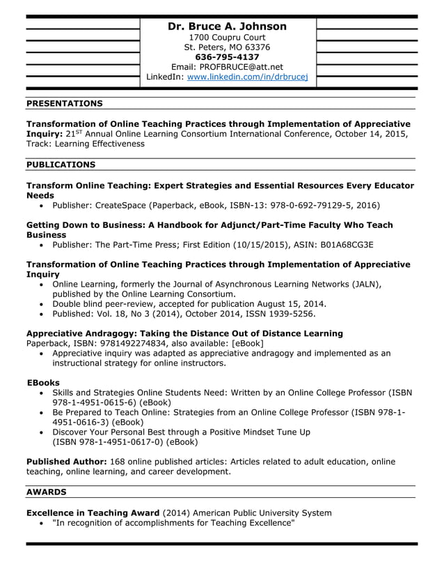 Dr Bruce A Johnson CV | PDF