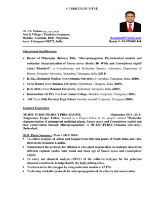 Dr. ch. mohan cv | PDF