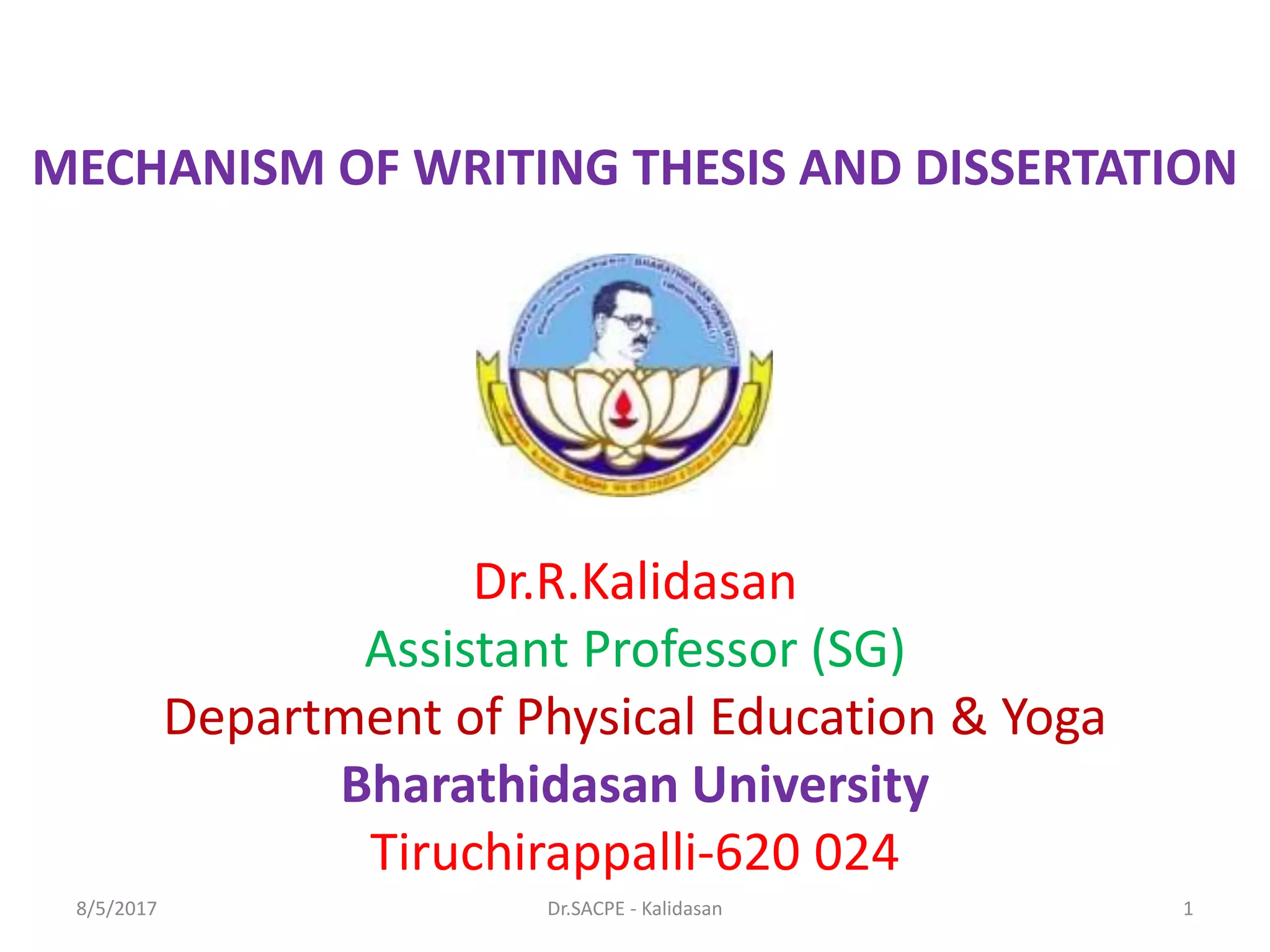 MECHANISM OF WRITING THESIS AND DISSERTATION | PPT