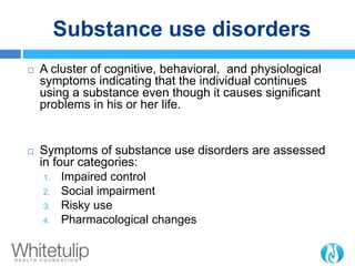 SUBSTANCE USE DISORDERS | PPTX | Illegal Drugs, Tobacco, eCigarettes ...