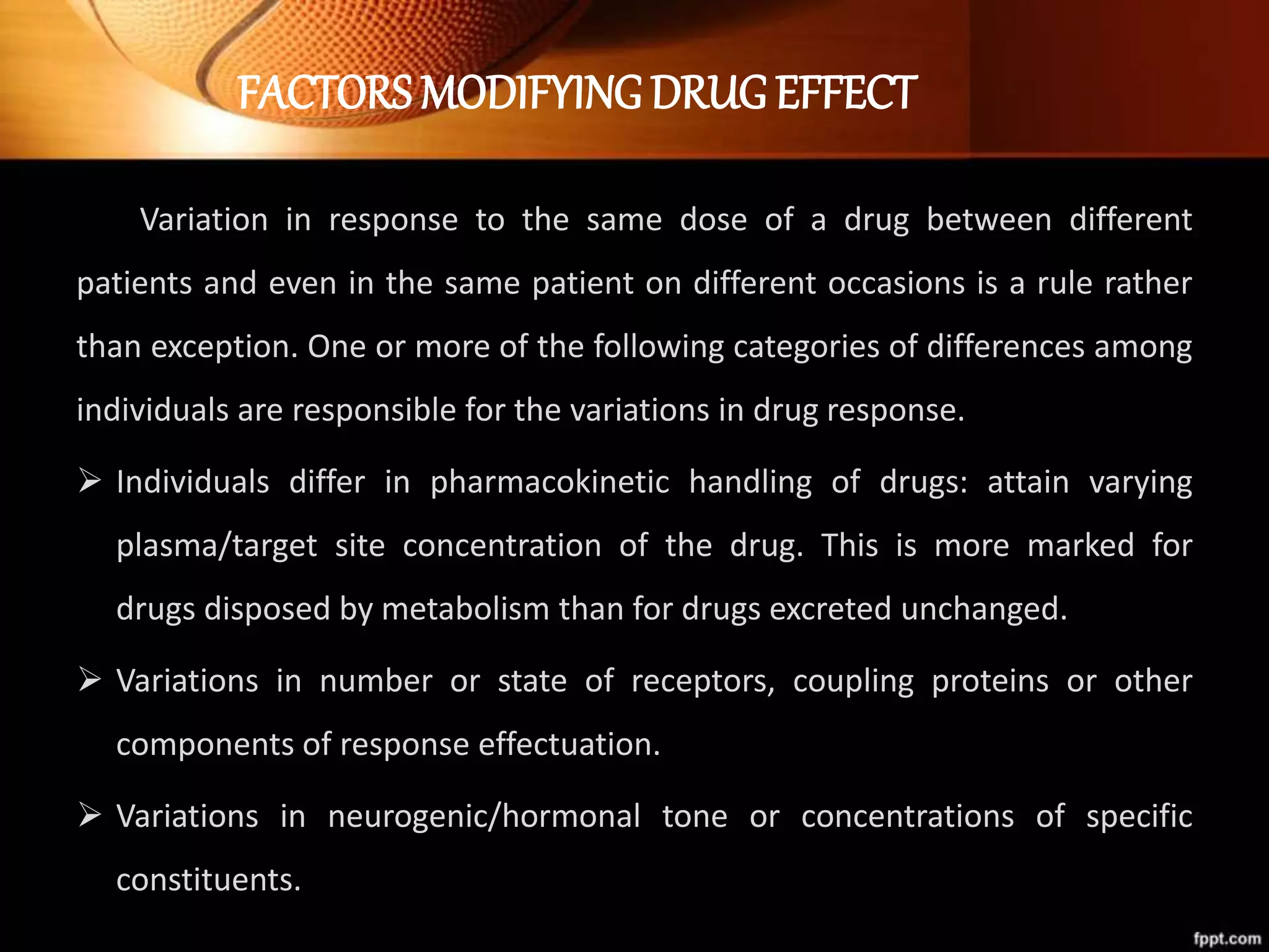 Dr.Lavanya - Factors modifying drug effect | PPTX