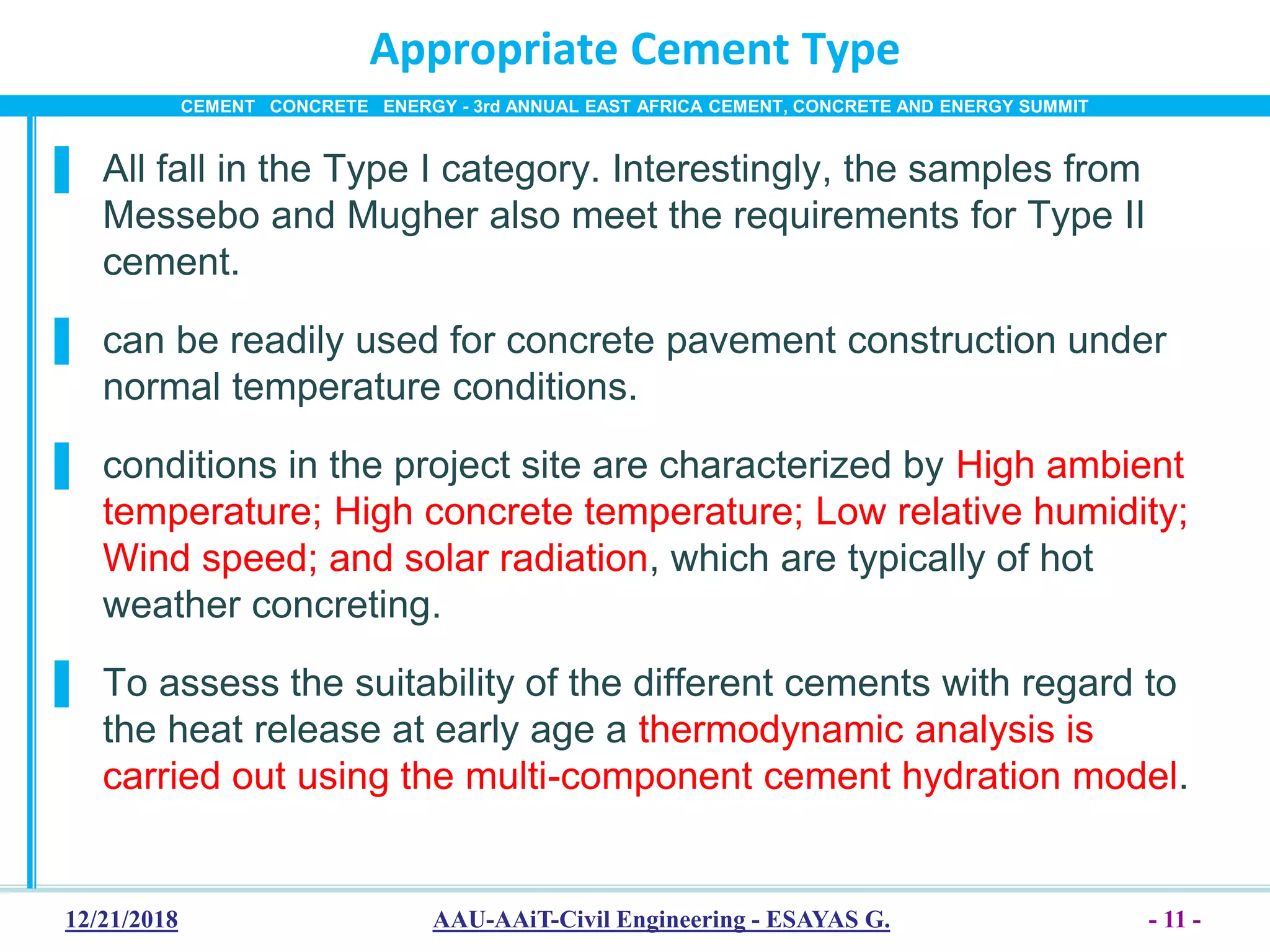 Dr. Esayas G. Youhannes - Importance of Cement Quality and Temperature ...