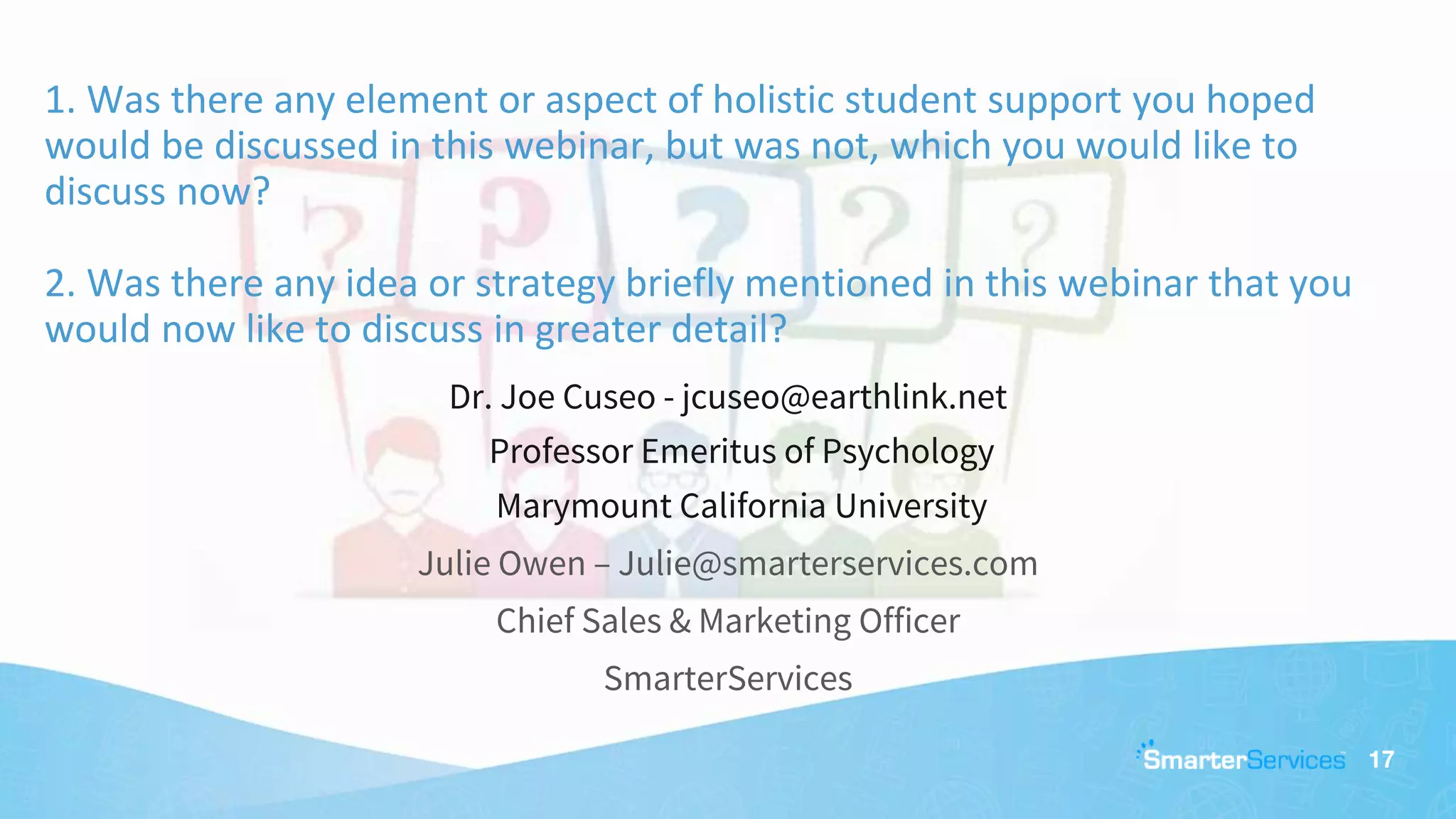 Promoting Student Success Through Holistic Support Webinar | PPT